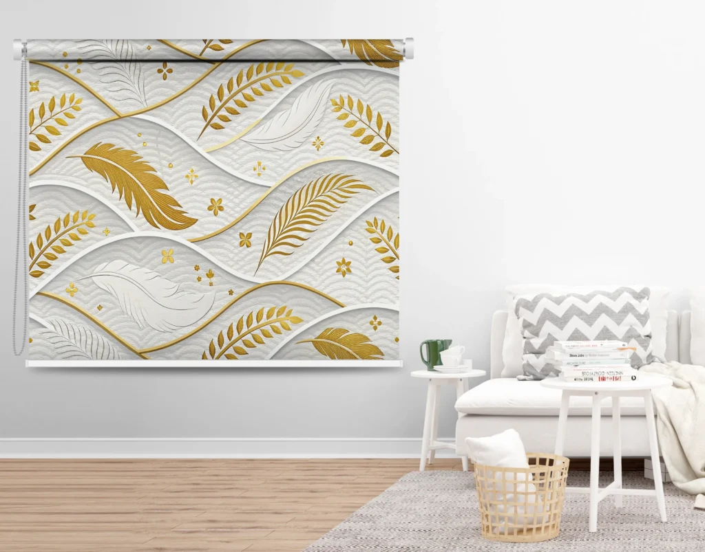 Premium Roller Window Blind with Gold Leaf Pattern - Parker Window Blinds